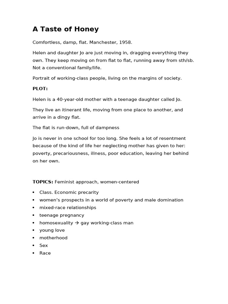 Some Notes On A Taste of Honey | PDF