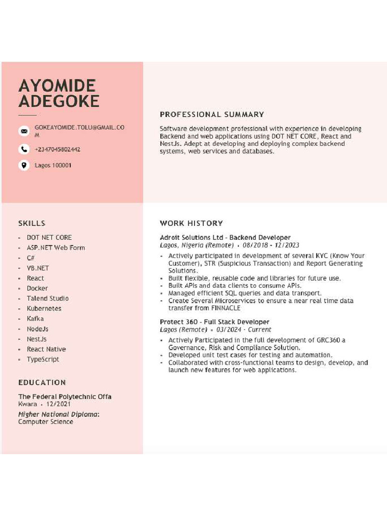 Ayo Resume | PDF
