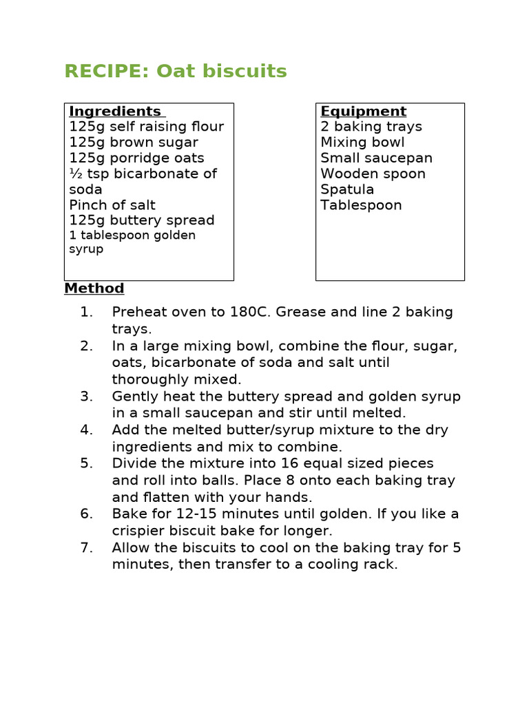 Oat Biscuit Recipe: Easy & Delicious | PDF