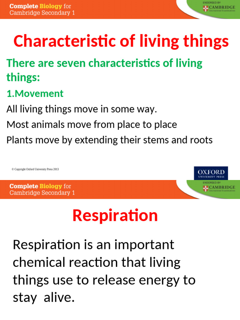 Characteristic of Living Things | PDF