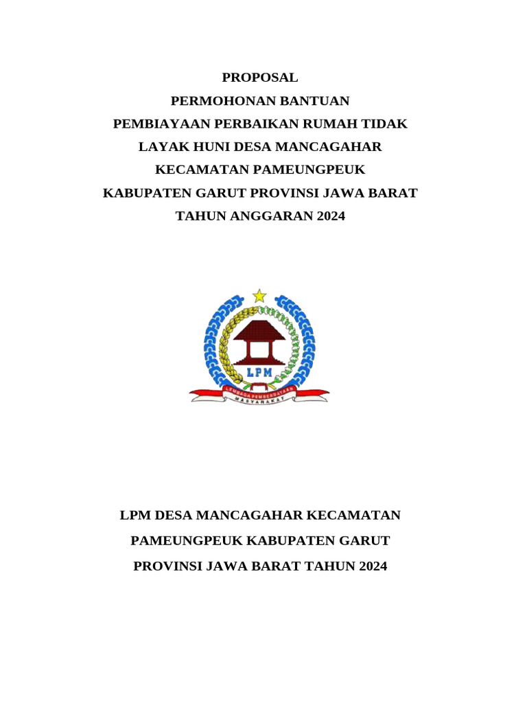 Permohonan Bantuan RUTILAHU Garut 2024 | PDF