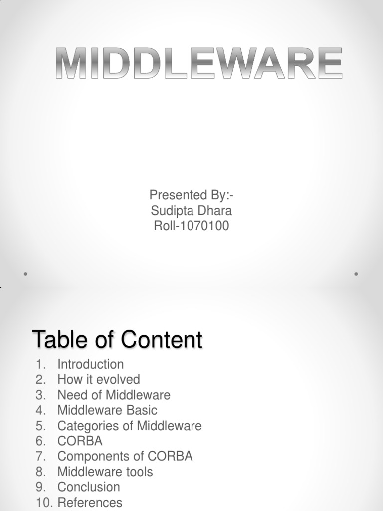 Middleware | PDF | Common Object Request Broker Architecture | Middleware
