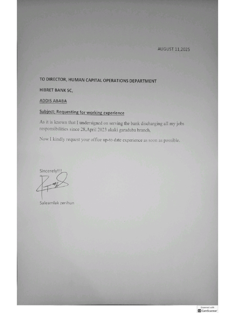 Work Experience Requesting Letter | PDF