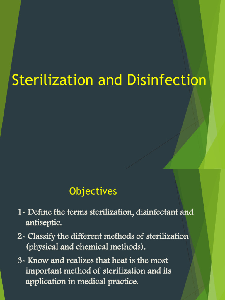 Lecture 3 Sterilization and Disinfection | PDF | Sterilization (Microbiology) | Disinfectant