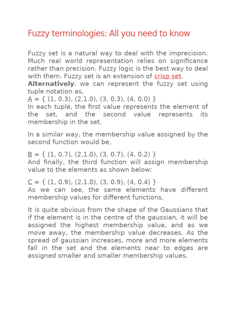 Understanding Fuzzy Terminologies and Sets | PDF | Function ...