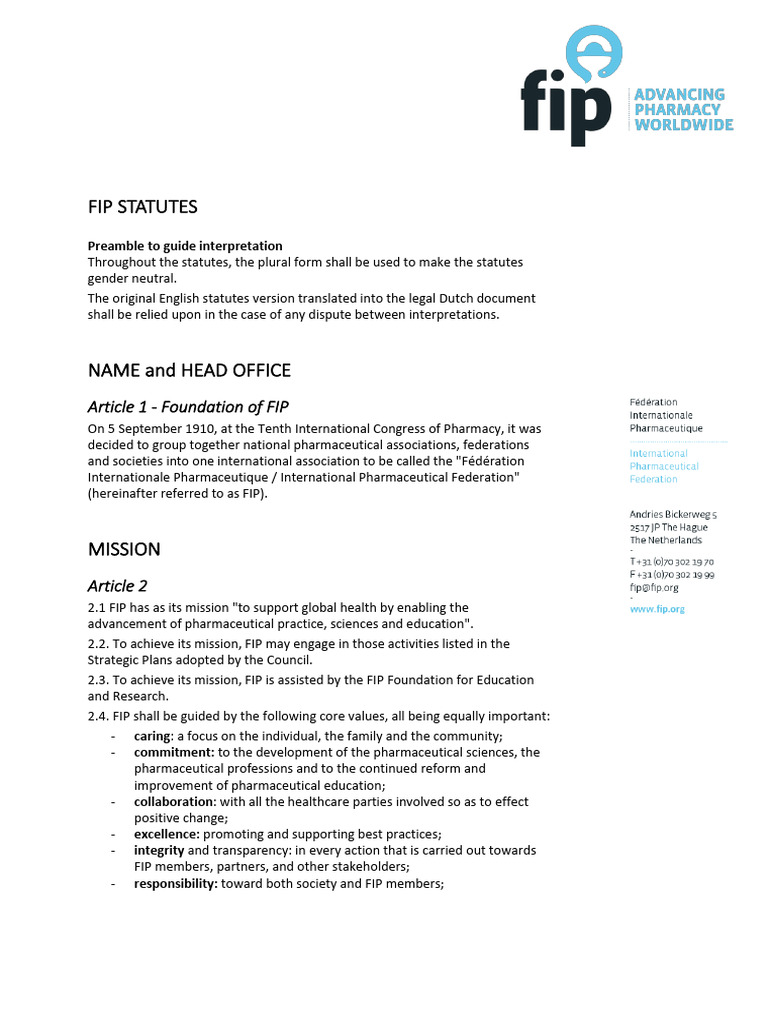Fip Statutes 2020 Final | PDF | Presidents Of The United States ...