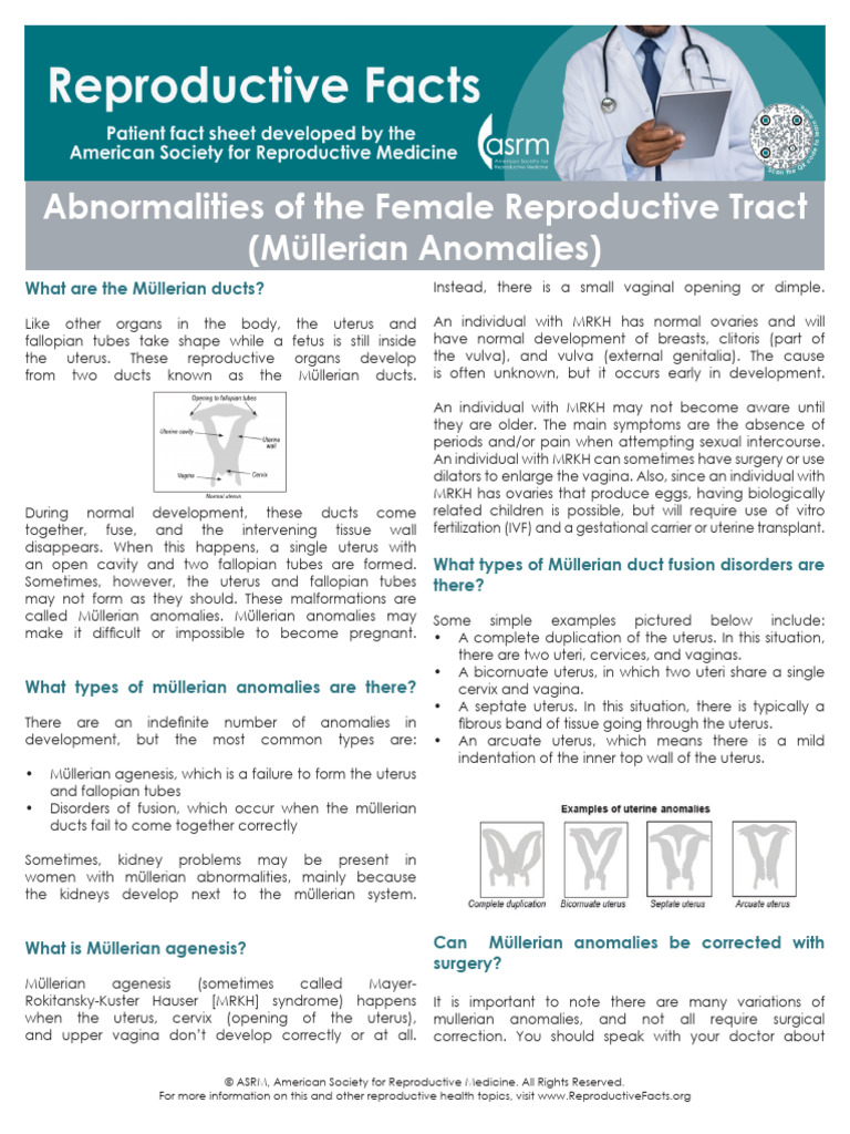 Abnormalities of The Female Reproductive Tract Mullerian Defects | PDF | Uterus | Mammal Female ...