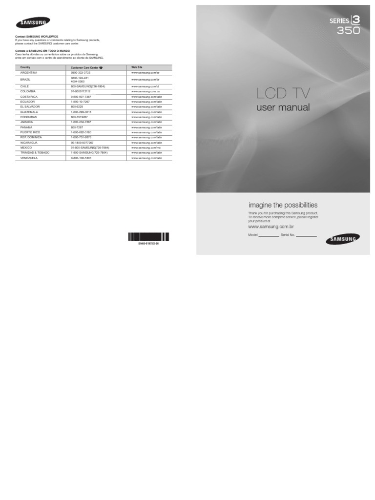 Manual TV Samsung LN26B350 | PDF | Hdmi | Cable Television