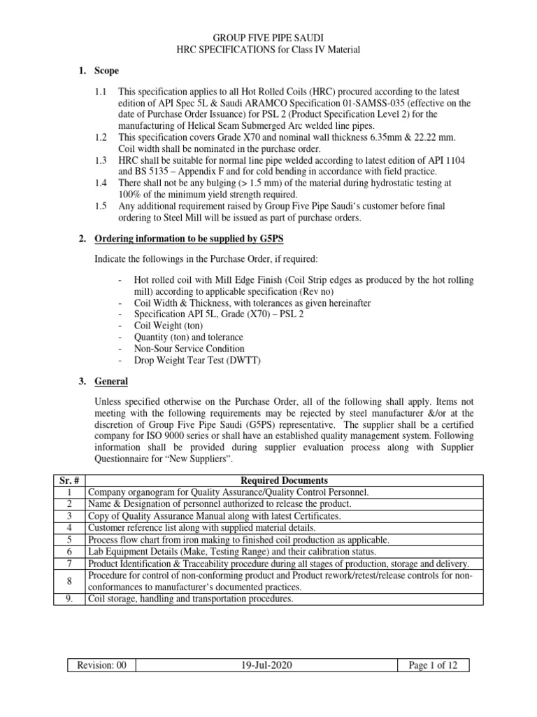 General Specs Class IV (Ref 3102) | PDF | Pipe (Fluid Conveyance ...