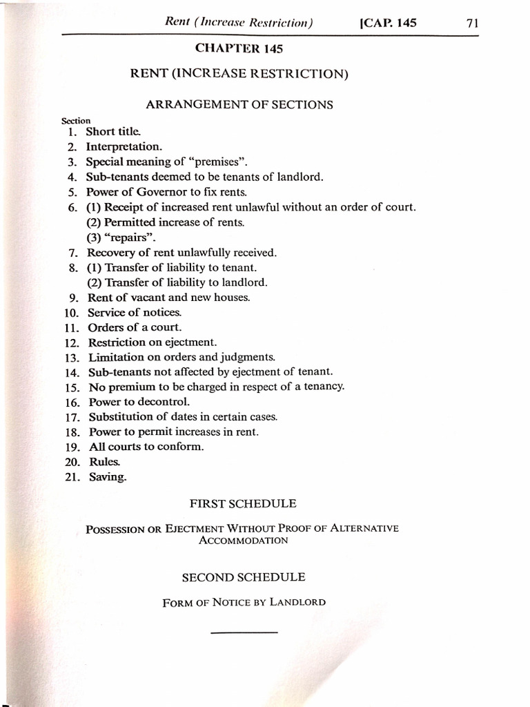 Rent (Increase Restriction) Law of Oyo State Cap 145 | PDF