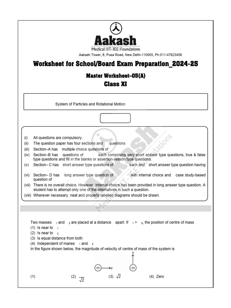 Master WS-05(a)-Physics_XIth_System of Particles and Rotational Motion | PDF | Rotation Around A ...