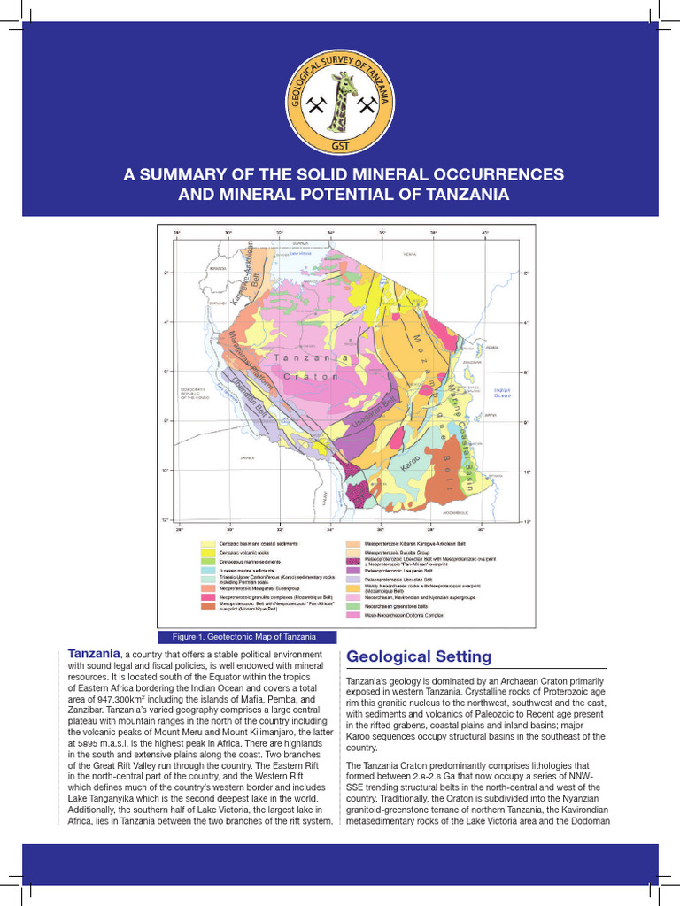 Tanzania's Mineral Resources Overview | PDF | Rock (Geology) | Geology