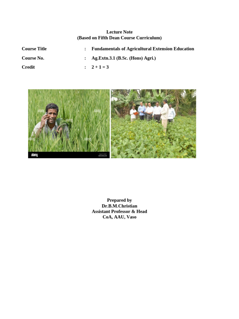 Agricultural Extension Education Basics | PDF | Learning | Science