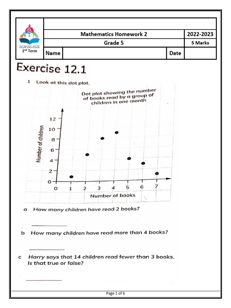 Math 2nd Term Homework-2 Grade-5 | PDF