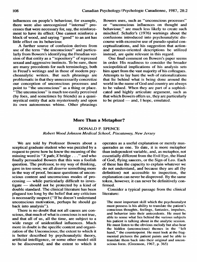 Unconscious Processes in Psychology | PDF | Psychoanalysis ...