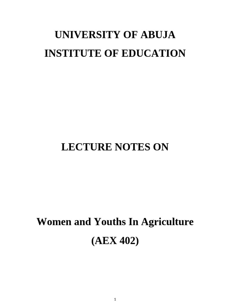 Women and Youth in Agriculture Education | PDF | Agriculture ...