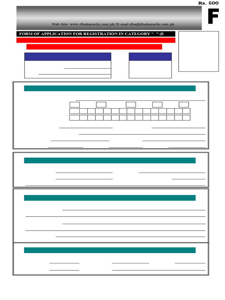 DHA Category F Membership Application Form | PDF | Government And ...