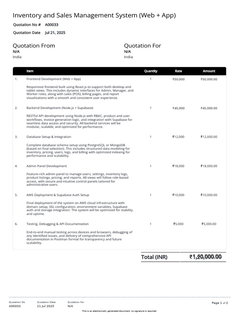 Inventory Management System Quotation | PDF | Databases | Software ...