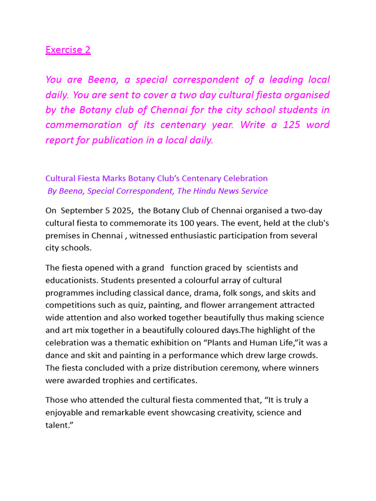 Report Writing Practice | PDF