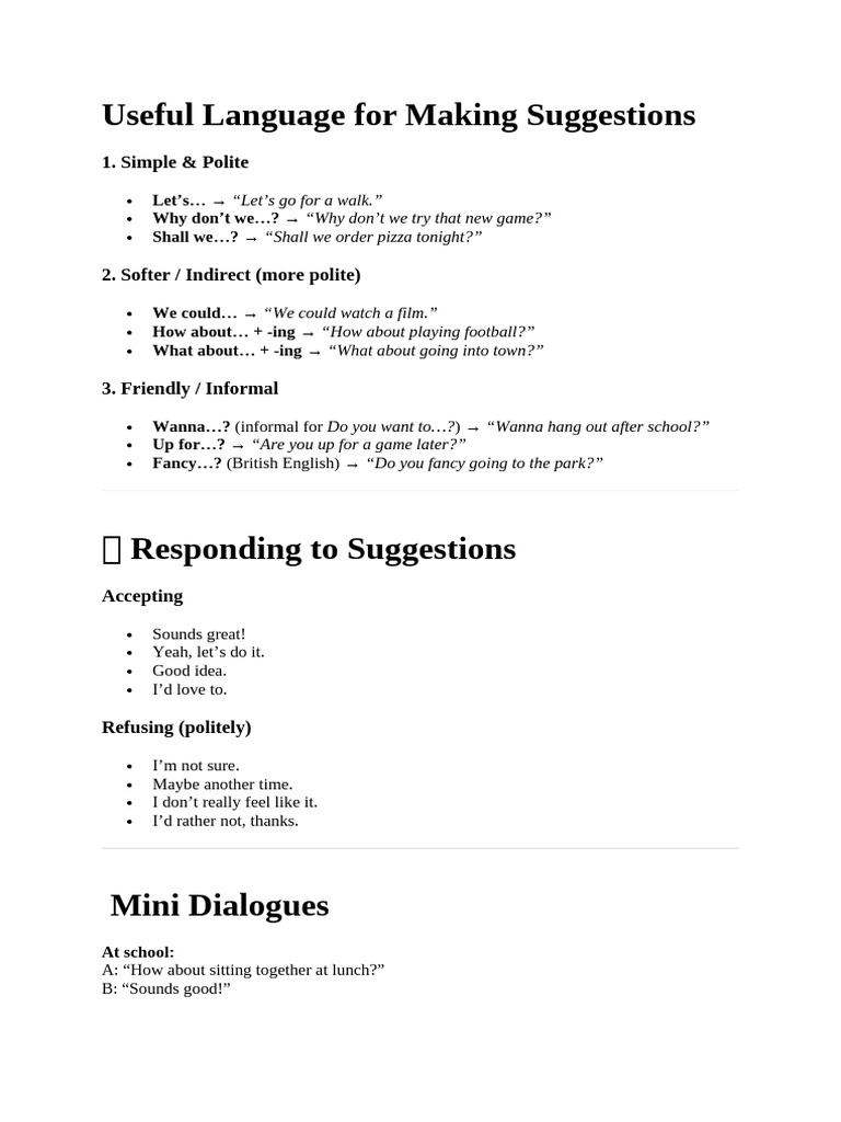 Language For Making Suggestions | PDF