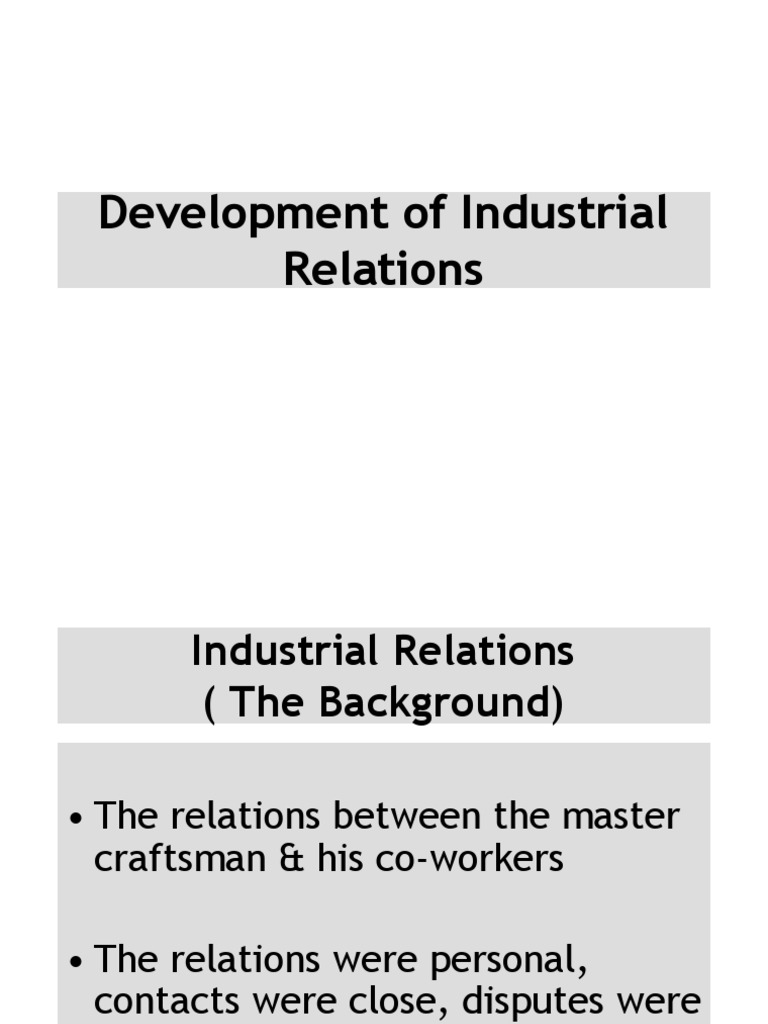 Evolution of Industrial Relations History | PDF