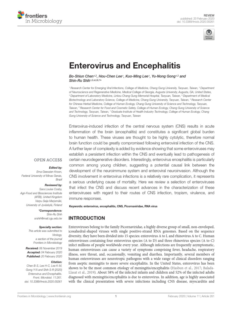 Enterovirus-Induced Encephalitis Review | PDF | Virology | Cell Biology