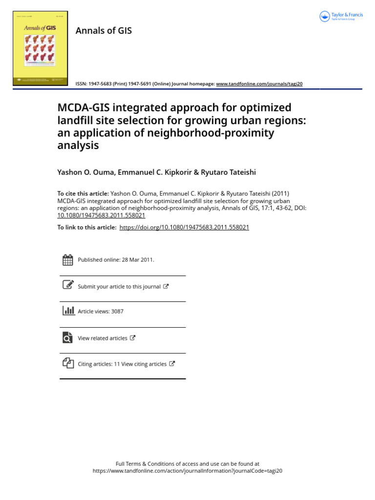 MCDA-GIS Integrated Approach For Optimized Landfill Site Selection For ...