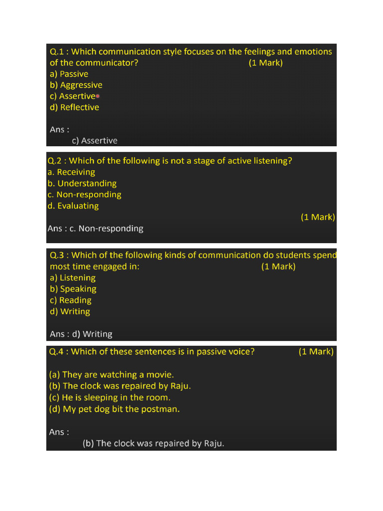 Communication Skill Question and Answers | PDF