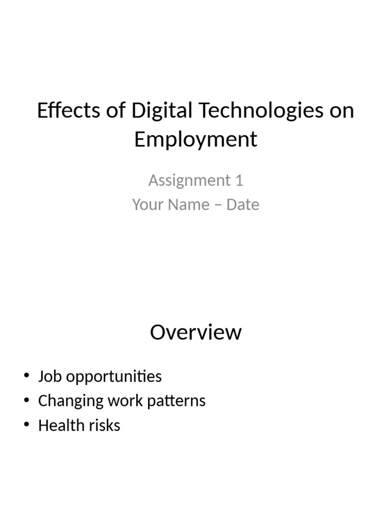 Effects of Digital Technologies On Employment | PDF