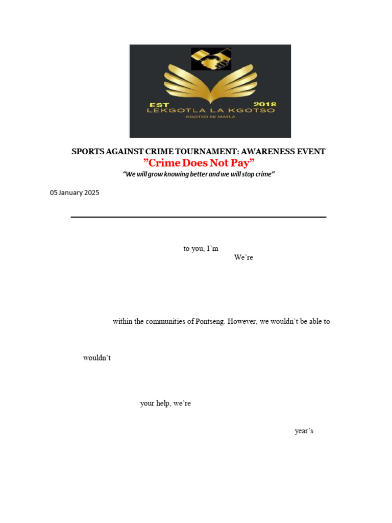 Sports Against Crime Tournament 2025 | PDF
