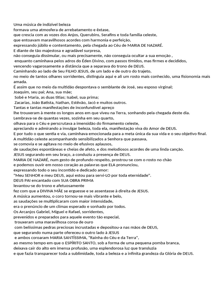 Maria Uma Música de Indizível Beleza | PDF | Maria, mãe de Jesus | Jesus
