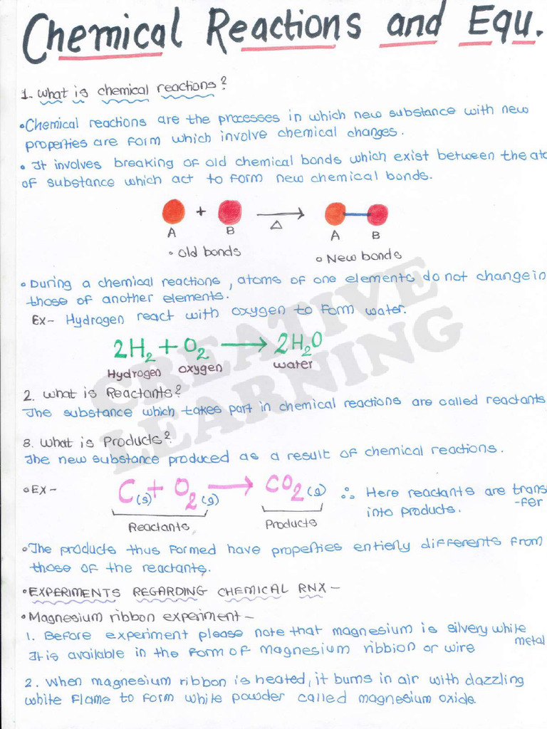 Class 10 Science Chapter 1 Chemical Reactions and Equations | PDF