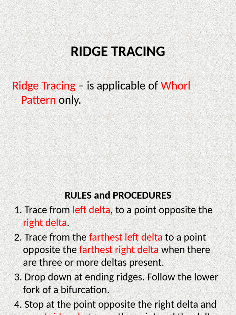 Whorl Ridge Tracing Rules and Procedures | PDF