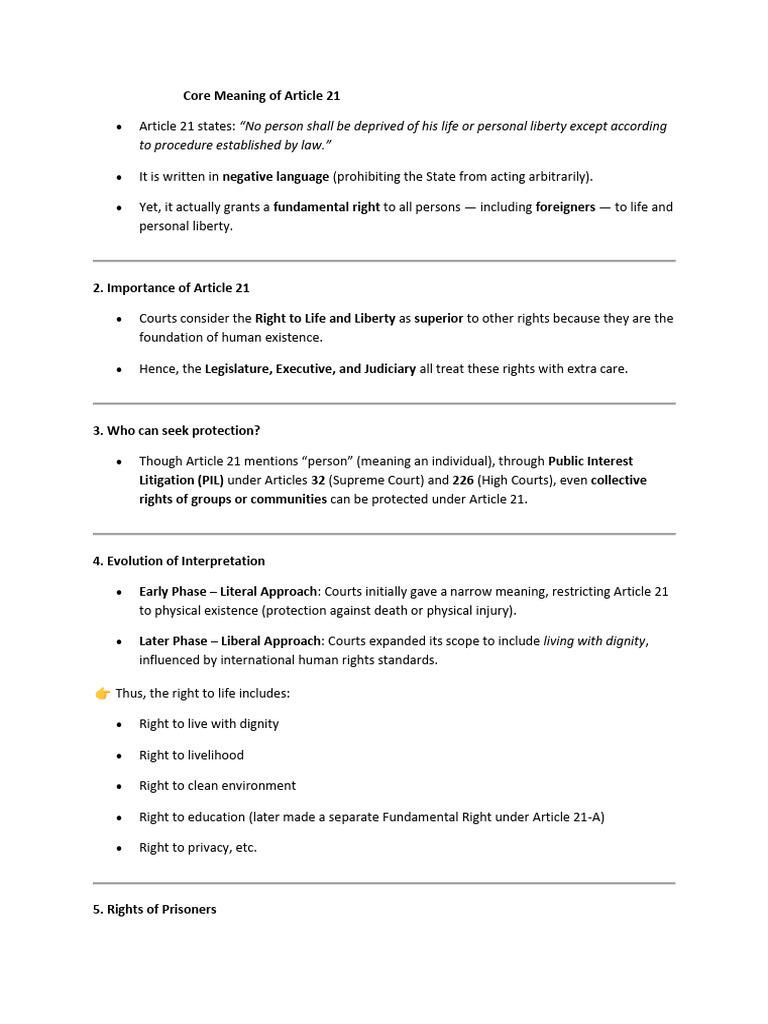 Understanding Article 21 Rights | PDF | Liberty | Justice
