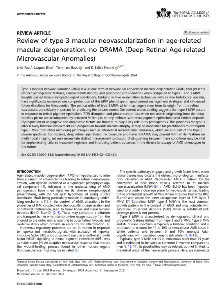 Review of Type 3 Macular Neovascularization | PDF | Retina | Medical ...