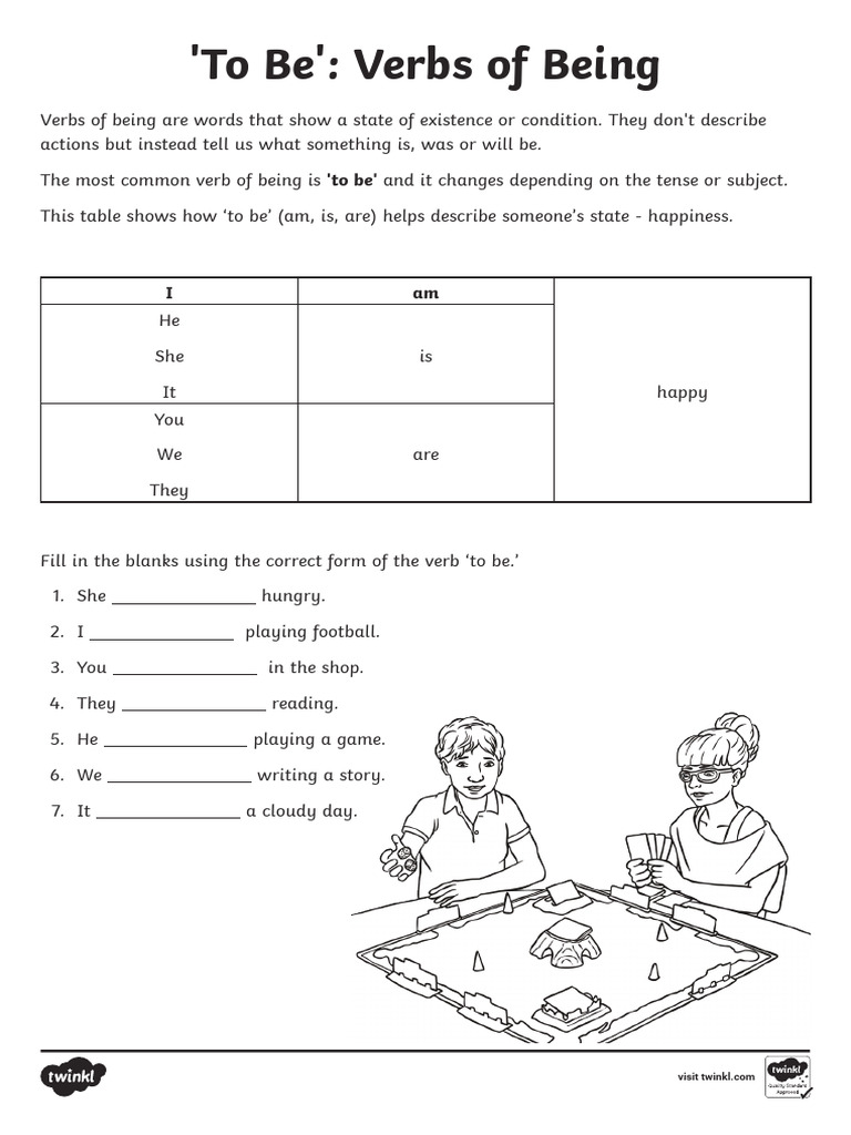 T e 1739274931 To Be Verbs of Being Worksheet Ver 2 | PDF