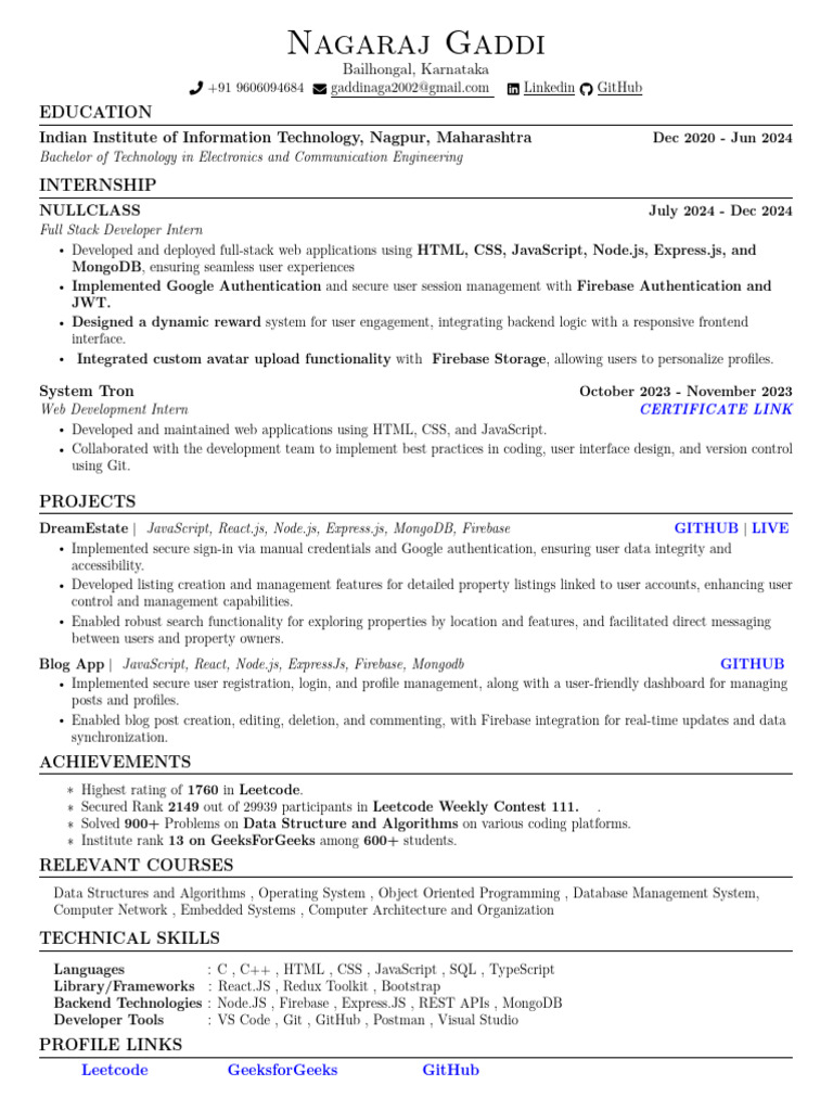 Resume Nagaraj Gaddi | PDF | Java Script | Information Technology