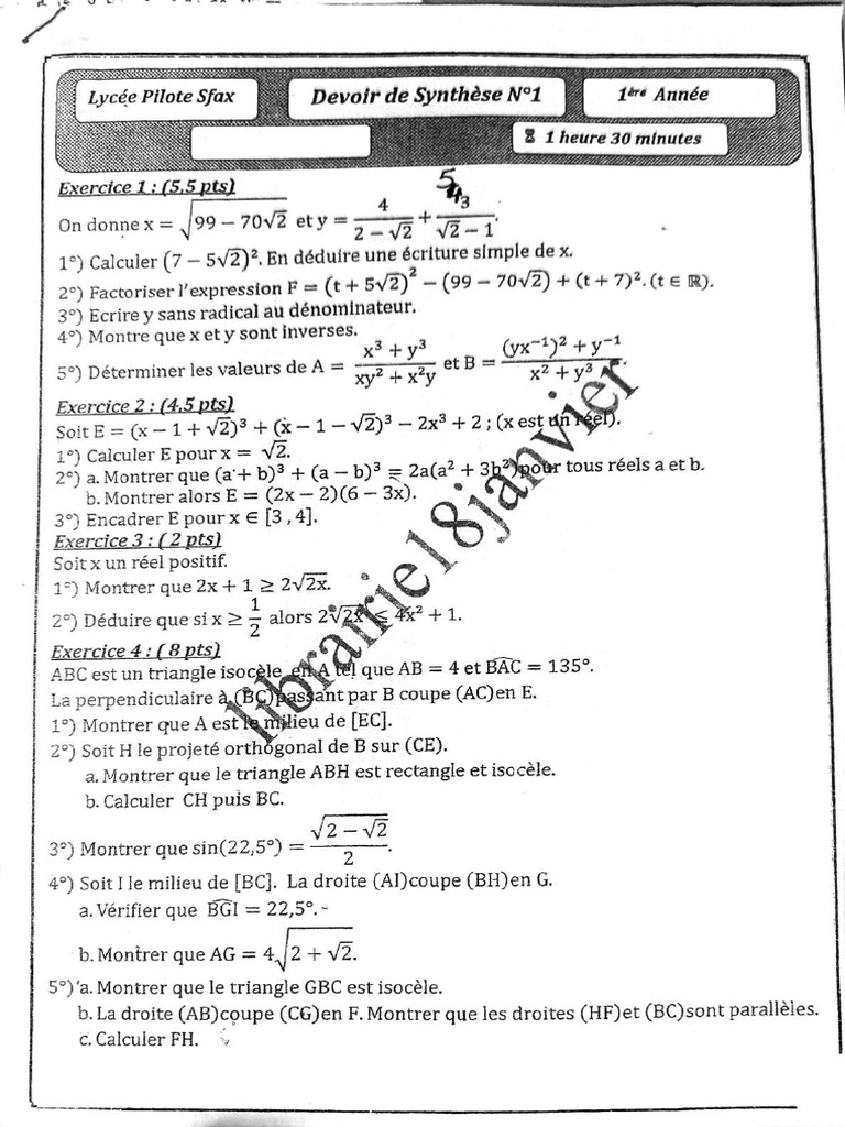 Syns Math1 1er | PDF