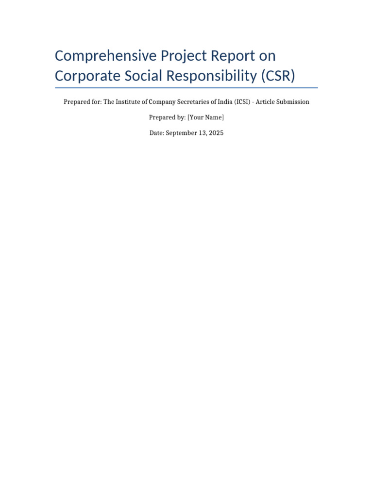 ICSI CSR Module: Guidelines & Framework | PDF | Corporate Social ...