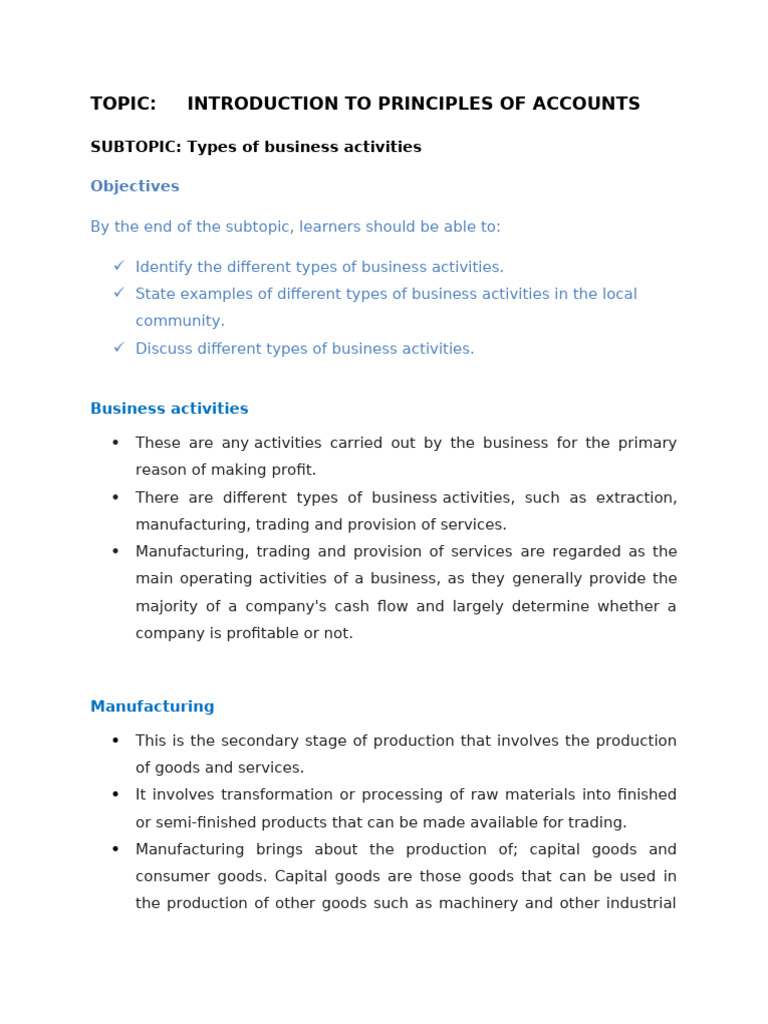 Types of Business Activities Explained | PDF | Goods | Customer
