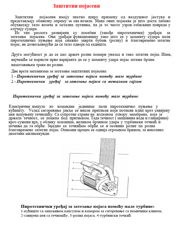 Sistemi Bezbednosti Vozila - Zaštitni Pojasevi | PDF