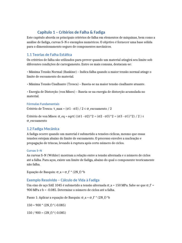 Critérios de Falha e Fadiga em Materiais | PDF | Fadiga (Engenharia ...