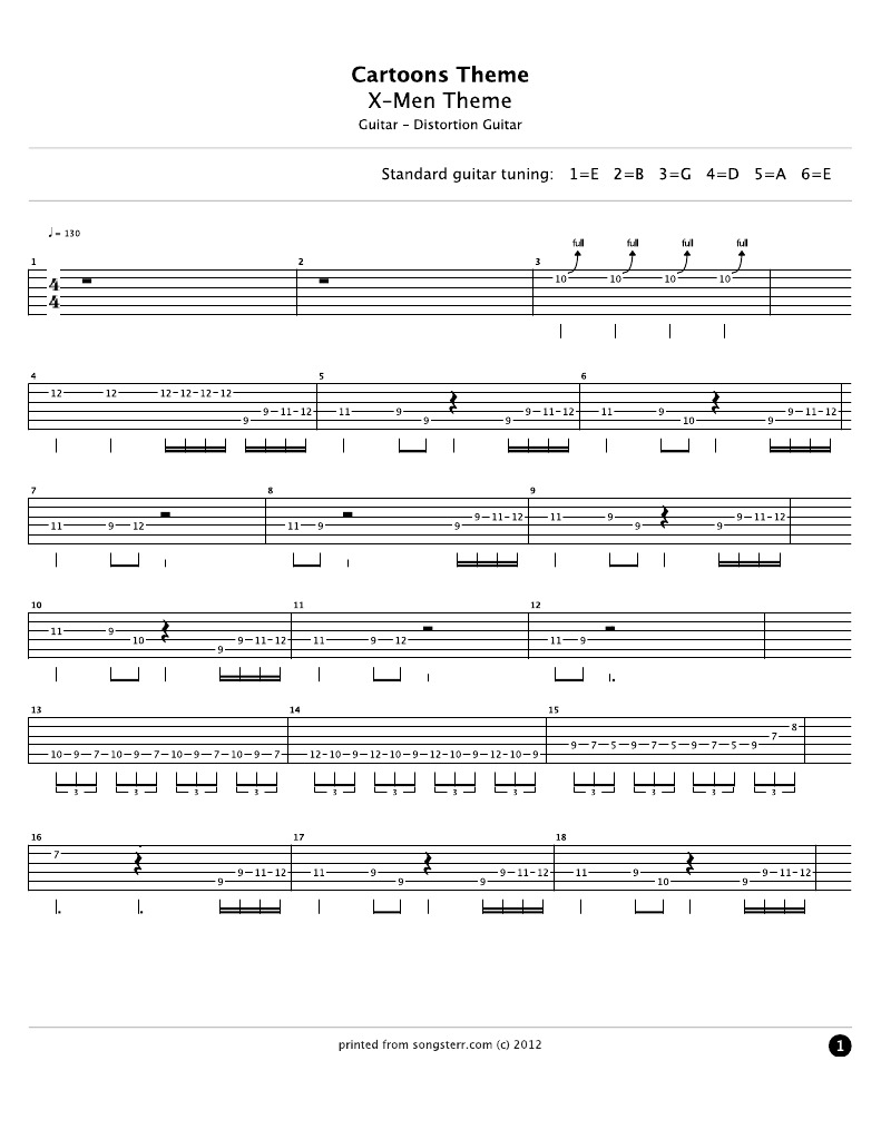 X Men Theme Pdf