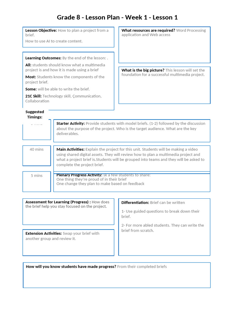 Lesson Plan G8 - WK1-L1 | PDF