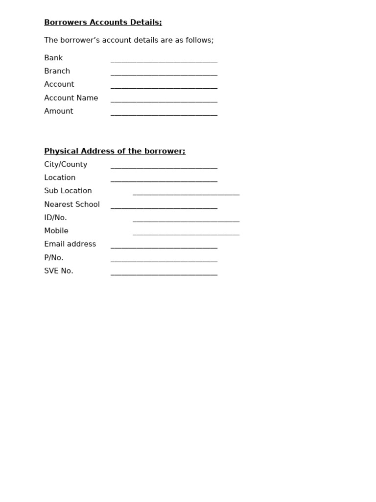 Borrower Account Information Template | PDF