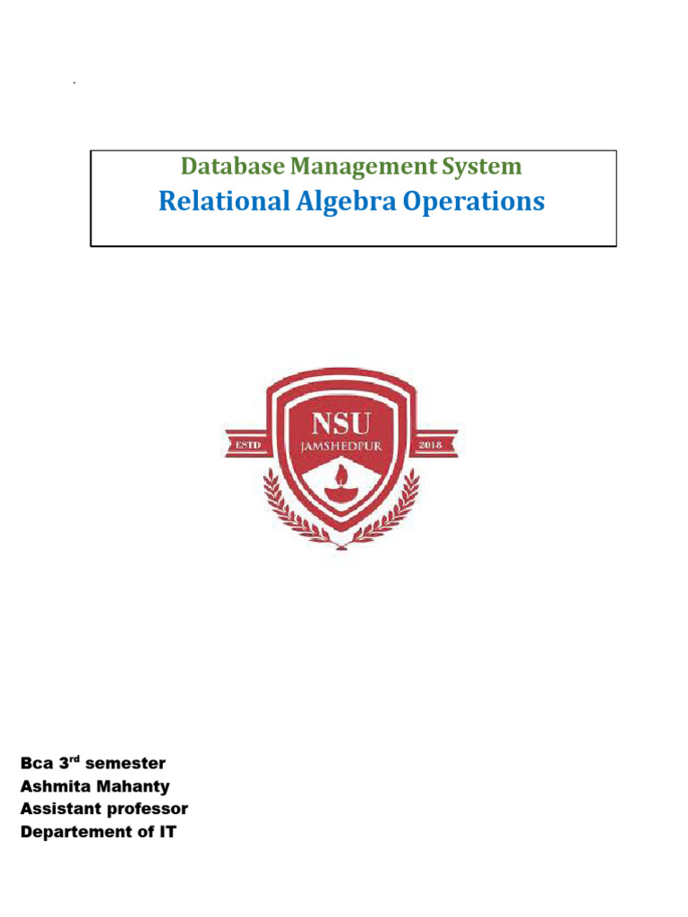 Bca 3rd Sem Relational Algebra | PDF | Mathematics | Software Engineering