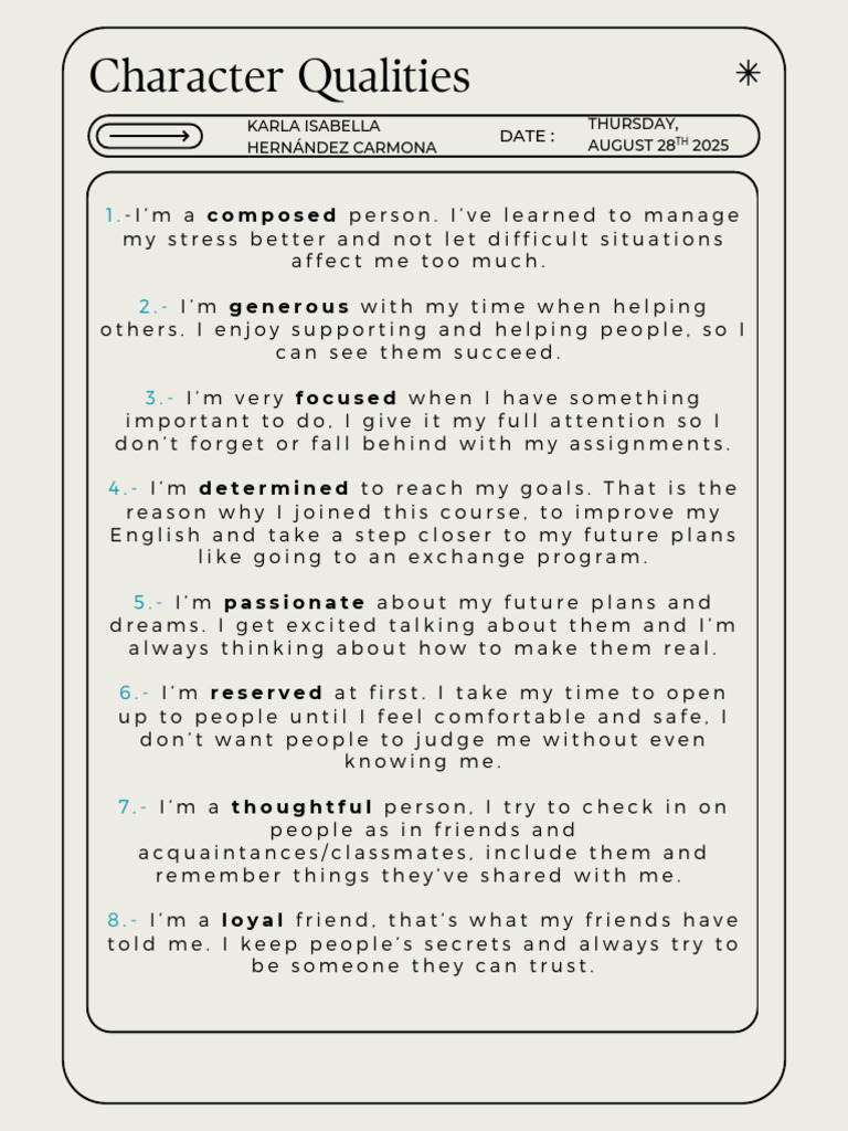 Character Qualities | PDF