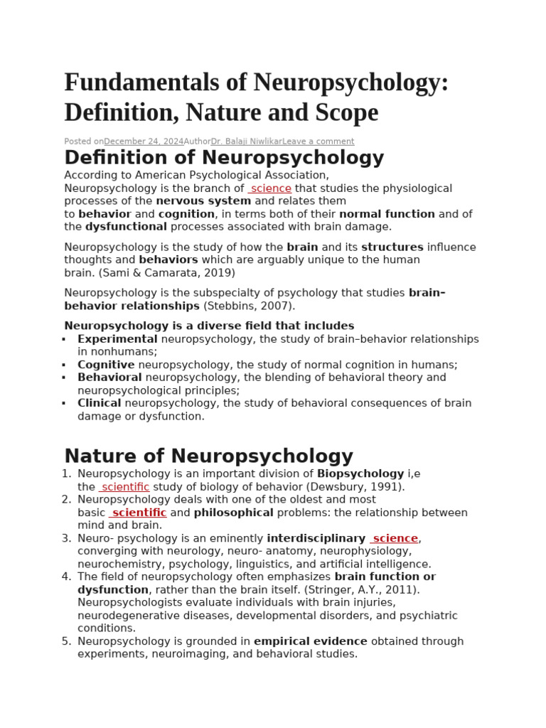 Introduction to Neuropsychology Scope | PDF | Neuropsychology ...