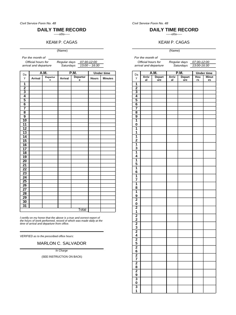 Daily Time Record Submission | PDF
