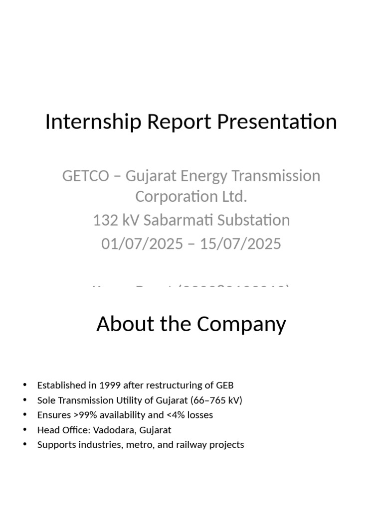 GETCO Internship | PDF | Electrical Engineering | Power Engineering